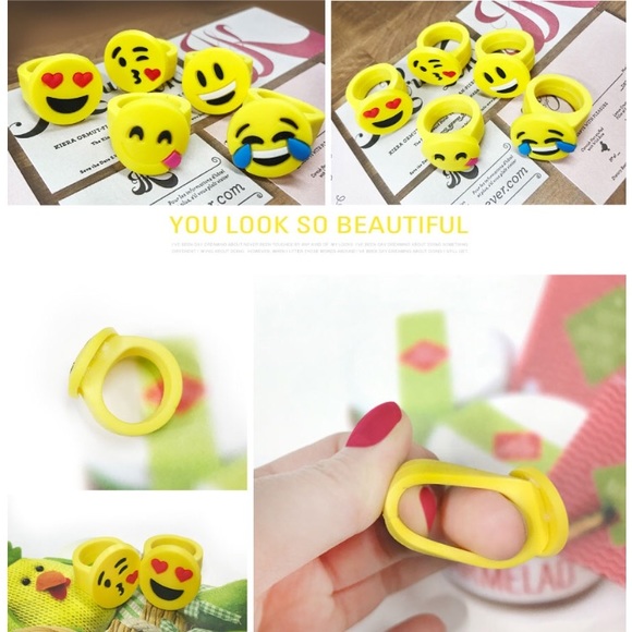 Accessories | Bundle Of 3 Silicon Kid Emoji Rings | Poshmark